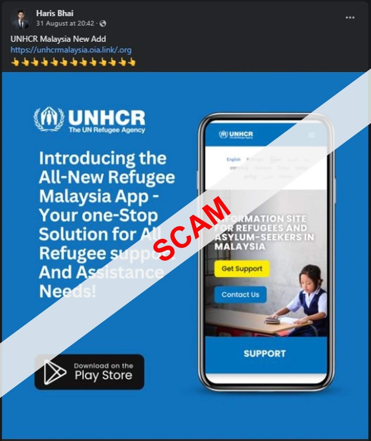 Beware of Scam: Fake Refugee Malaysia App by Haris | Refugee Malaysia