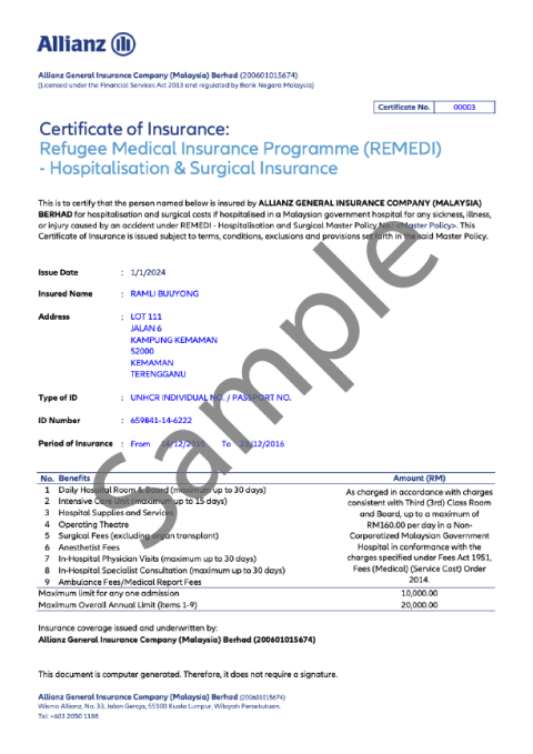 Refugee Medical Insurance (REMEDI) | Refugee Malaysia